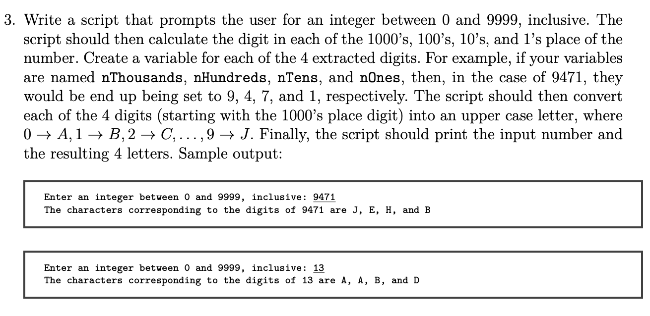 Solved 3 Write A Script That Prompts The User For An Script 9647