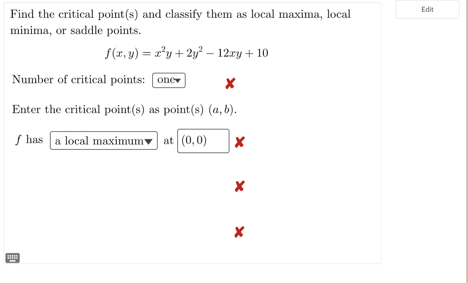 Solved Find the critical point(s) and classify them as local | Chegg.com