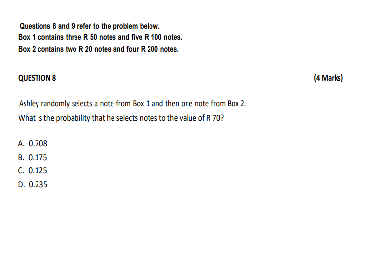 Solved Questions 8 ﻿and 9 ﻿refer to the problem below.Box 1 | Chegg.com