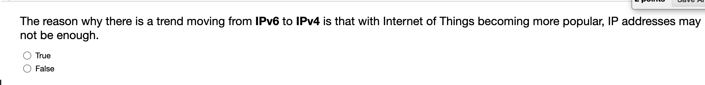 Solved The reason why there is a trend moving from IPv6 to | Chegg.com