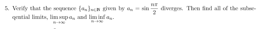 Solved nat 5. Verify that the sequence {an}nen given by an = | Chegg.com