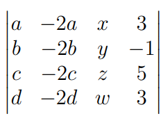 Solved ∣∣abcd−2a−2b−2c−2dxyzw3−153∣∣ | Chegg.com