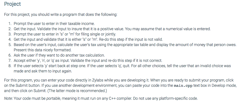 Solved 4.12 Programming Project #1-Taxes Background This | Chegg.com