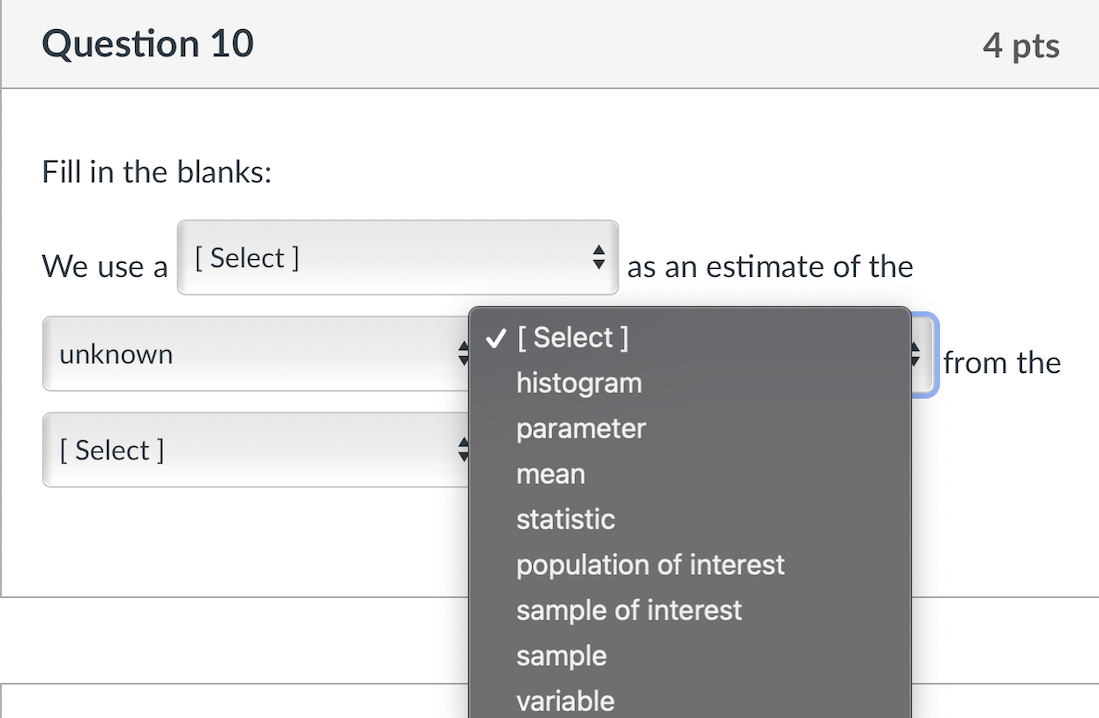 Solved Fill in the blanks: We use a as an estimate of the | Chegg.com