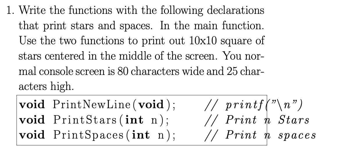 Solved 1. Write the functions with the following | Chegg.com