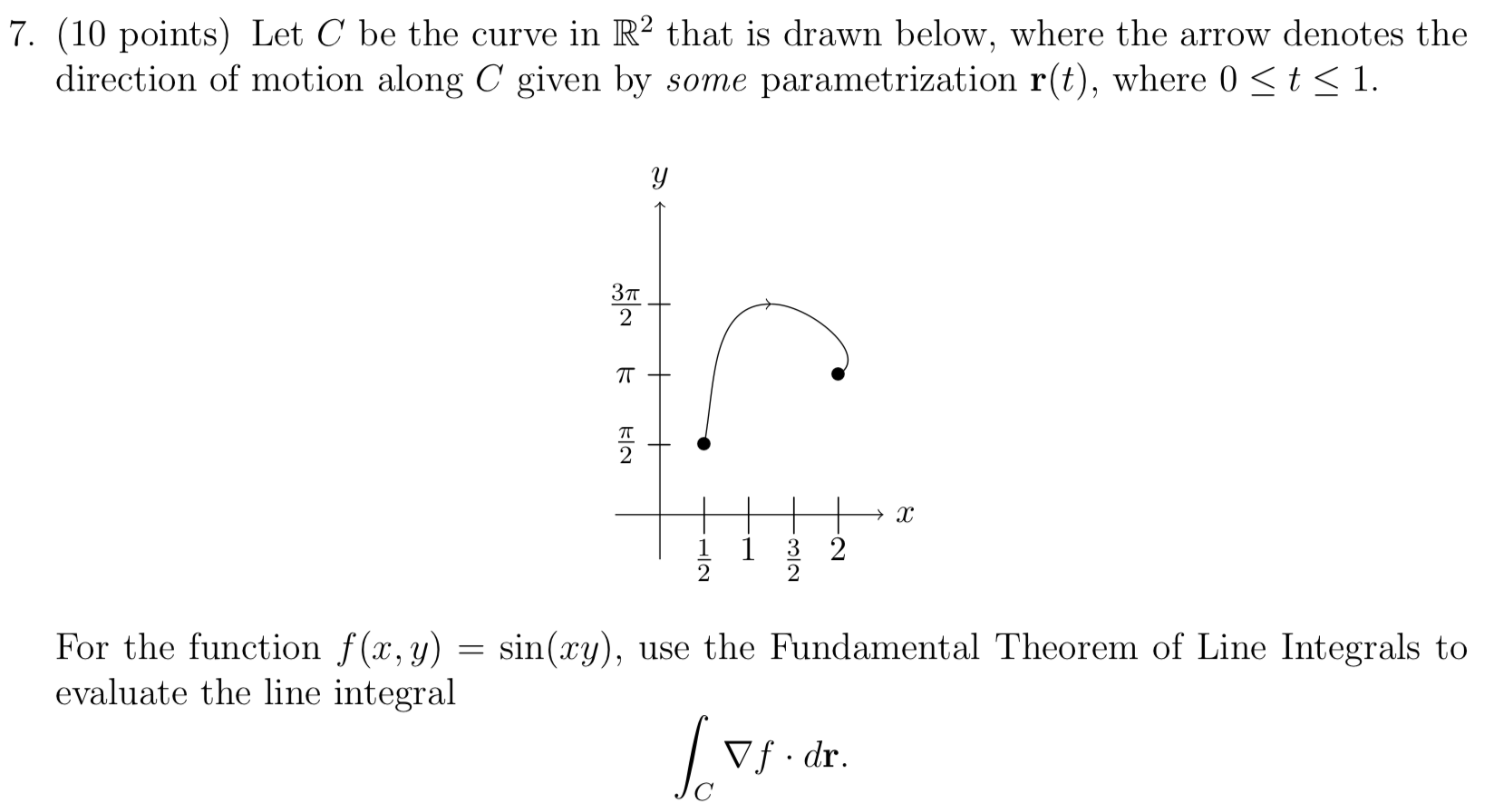 Solved 7. (10 points) Let C be the curve in R2 that is drawn | Chegg.com