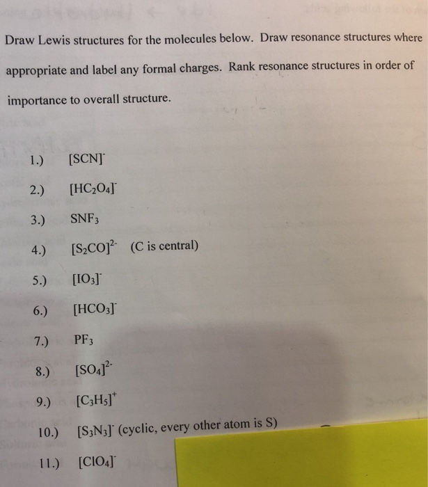 Solved Draw Lewis structures for the molecules below. Draw | Chegg.com