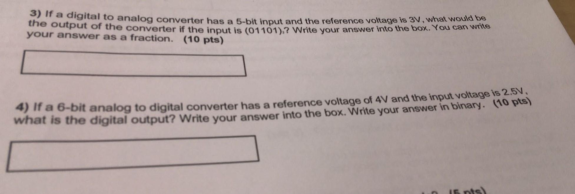 Solved 3) If a digital to analog converter has a 5-bit input | Chegg.com