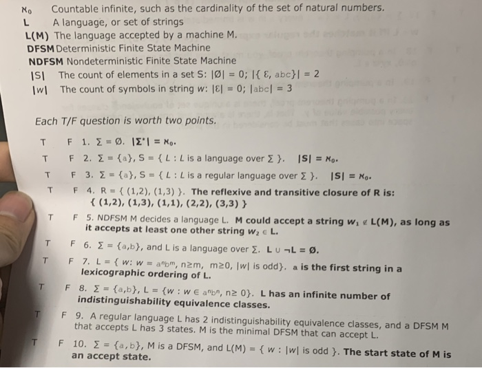No Countable infinite, such as the cardinality of the | Chegg.com