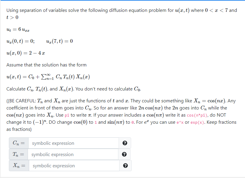 Solved Using separation of variables solve the following | Chegg.com