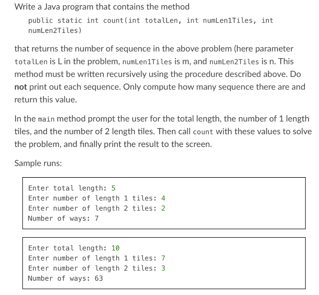 Solved Consider the following problem: You have m tiles of | Chegg.com