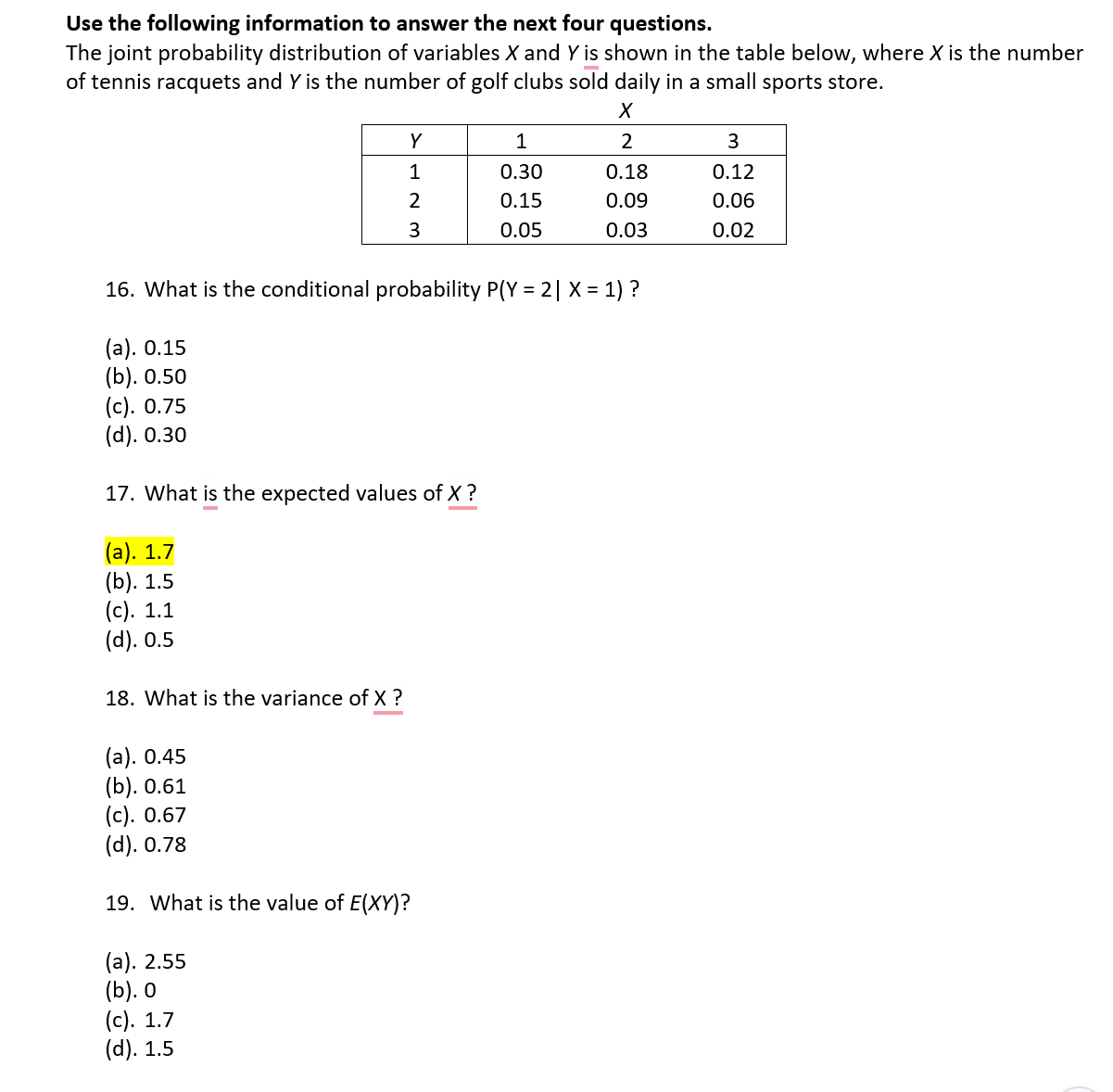 Solved Use the following information to answer the next four | Chegg.com