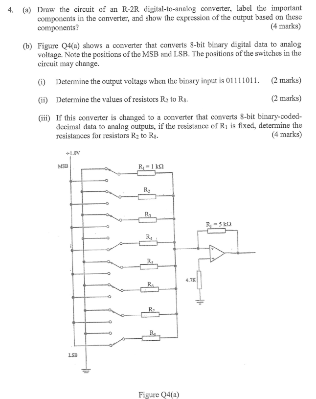Solved (a) Draw the circuit of an R-2R digital-to-analog | Chegg.com