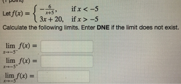 Solved Let f(x) Calculate the following limits. Enter DNE if | Chegg.com