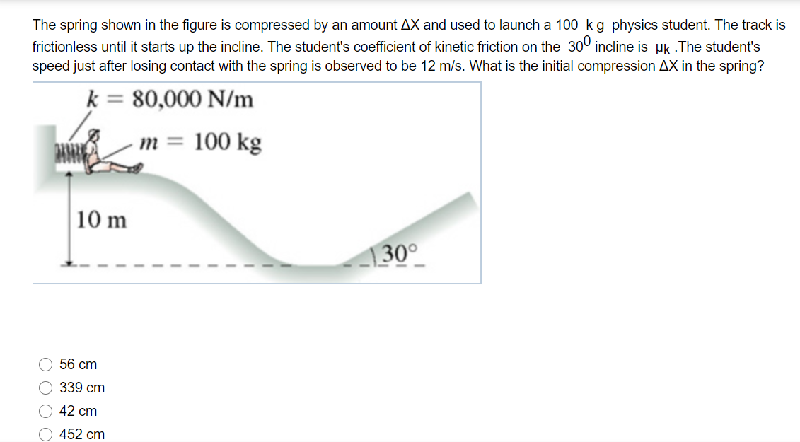 Solved The spring shown in the figure is compressed by an | Chegg.com
