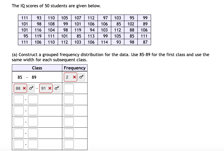 Solved The IQ scores of 50 students are given below. (a) | Chegg.com