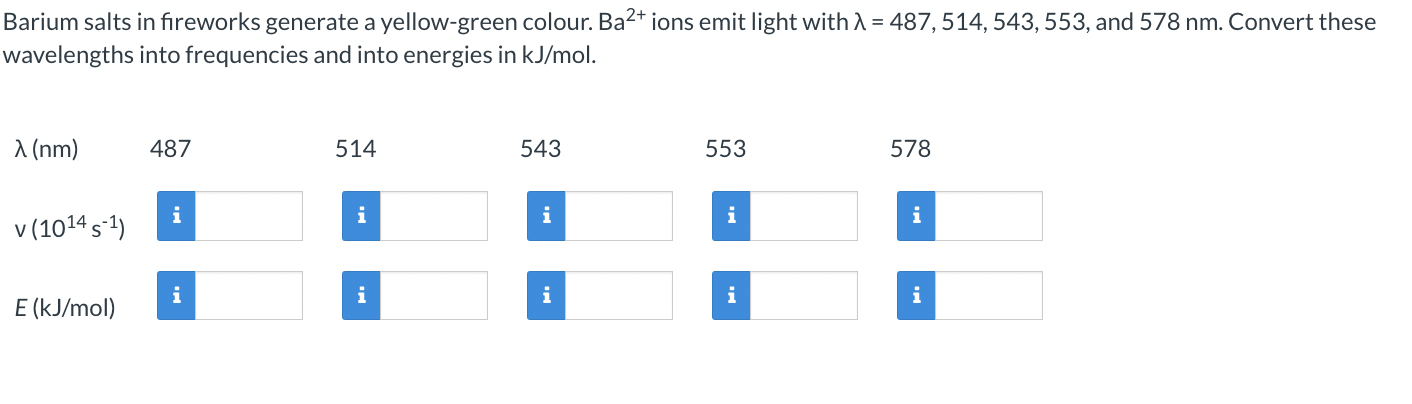 Solved Barium salts in fireworks generate a yellow-green | Chegg.com