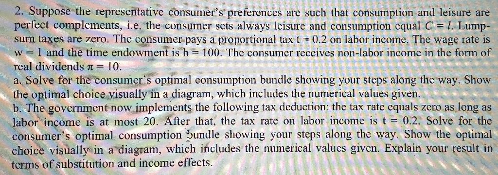 Solved 2. Suppose the representative consumer's preferences | Chegg.com