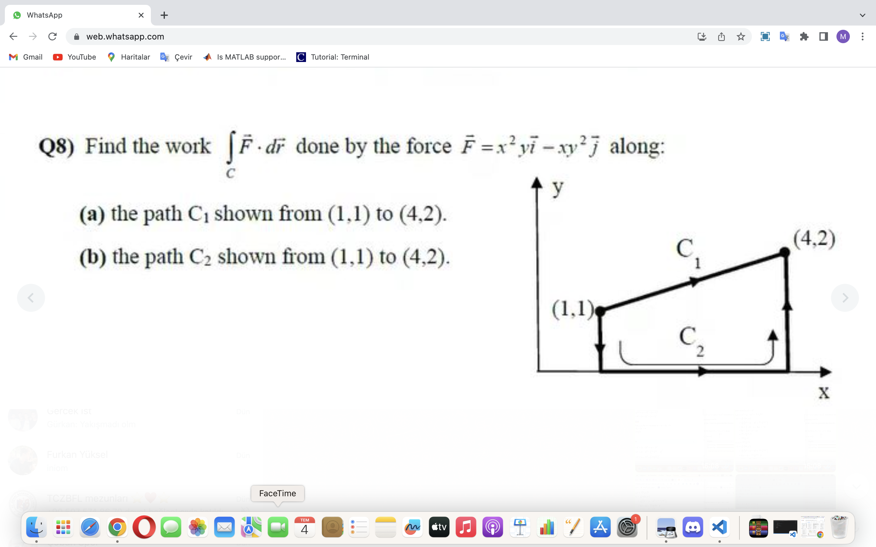Q8) Find the work ∫CF⋅dr done by the force | Chegg.com