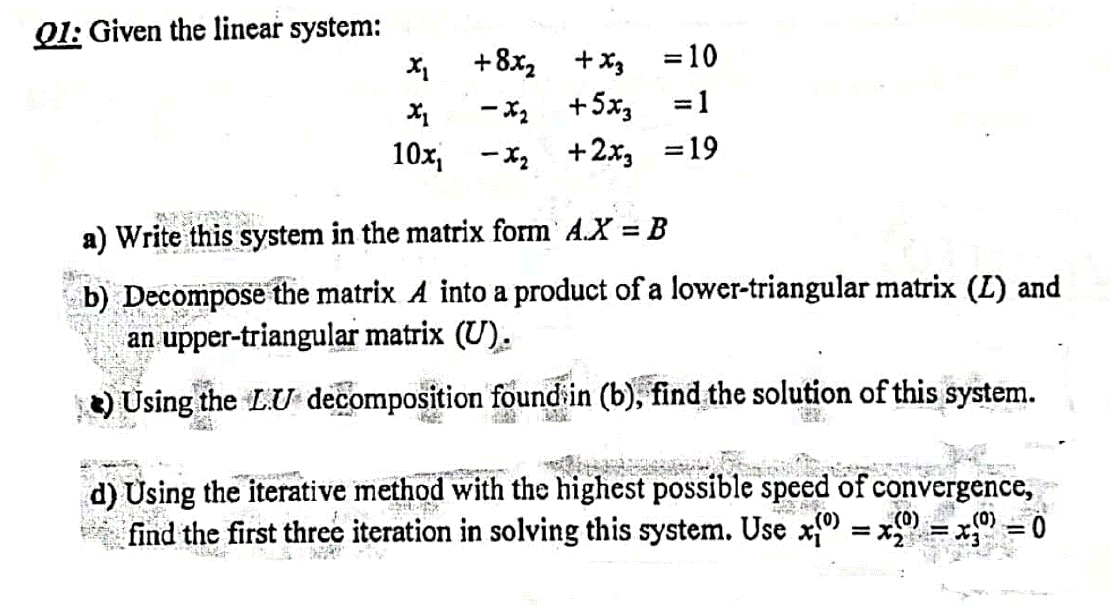 Solved solve it all in clear and detailed NUMERICAL | Chegg.com