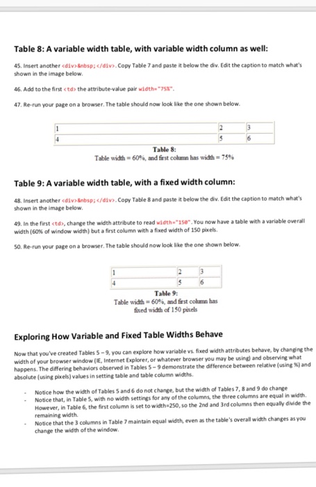 Solved HTML Exercise: Tables 1 Lab Assignment Overview In | Chegg.com Solved HTML Exercise: Tables 1 Lab Assignment Overview In | Chegg.com