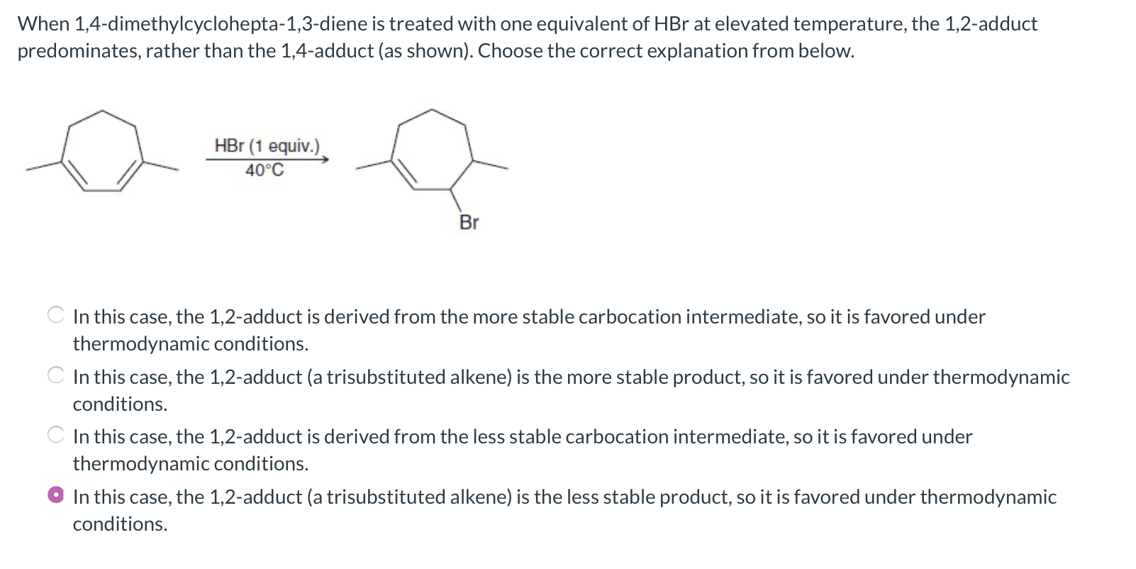 Solved When 1,4-dimethylcyclohepta-1,3-diene is treated with | Chegg.com