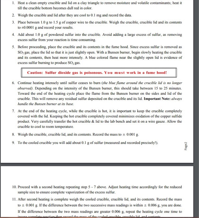 1. Heat a clean empty crucible and lid on a clay | Chegg.com