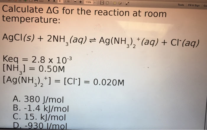 Solved Calculate AGO for the reaction at room temperature: | Chegg.com