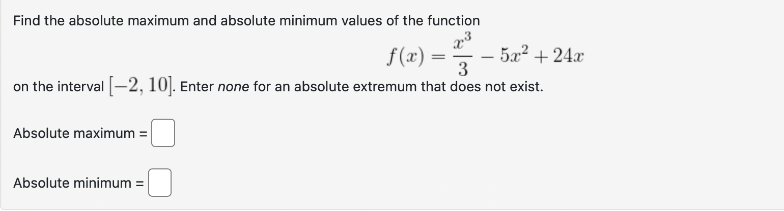 Solved Find the absolute maximum and absolute minimum values | Chegg.com