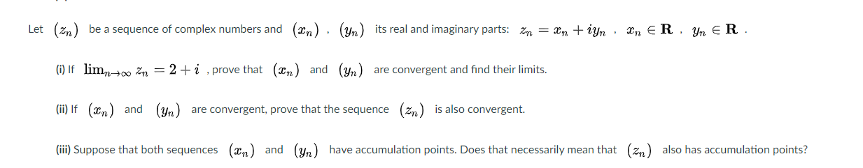 Solved Let (zn) be a sequence of complex numbers and | Chegg.com