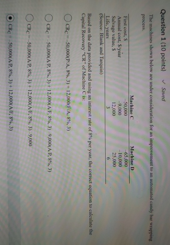 Solved Question 1 (10 points) Saved The machines shown below | Chegg.com