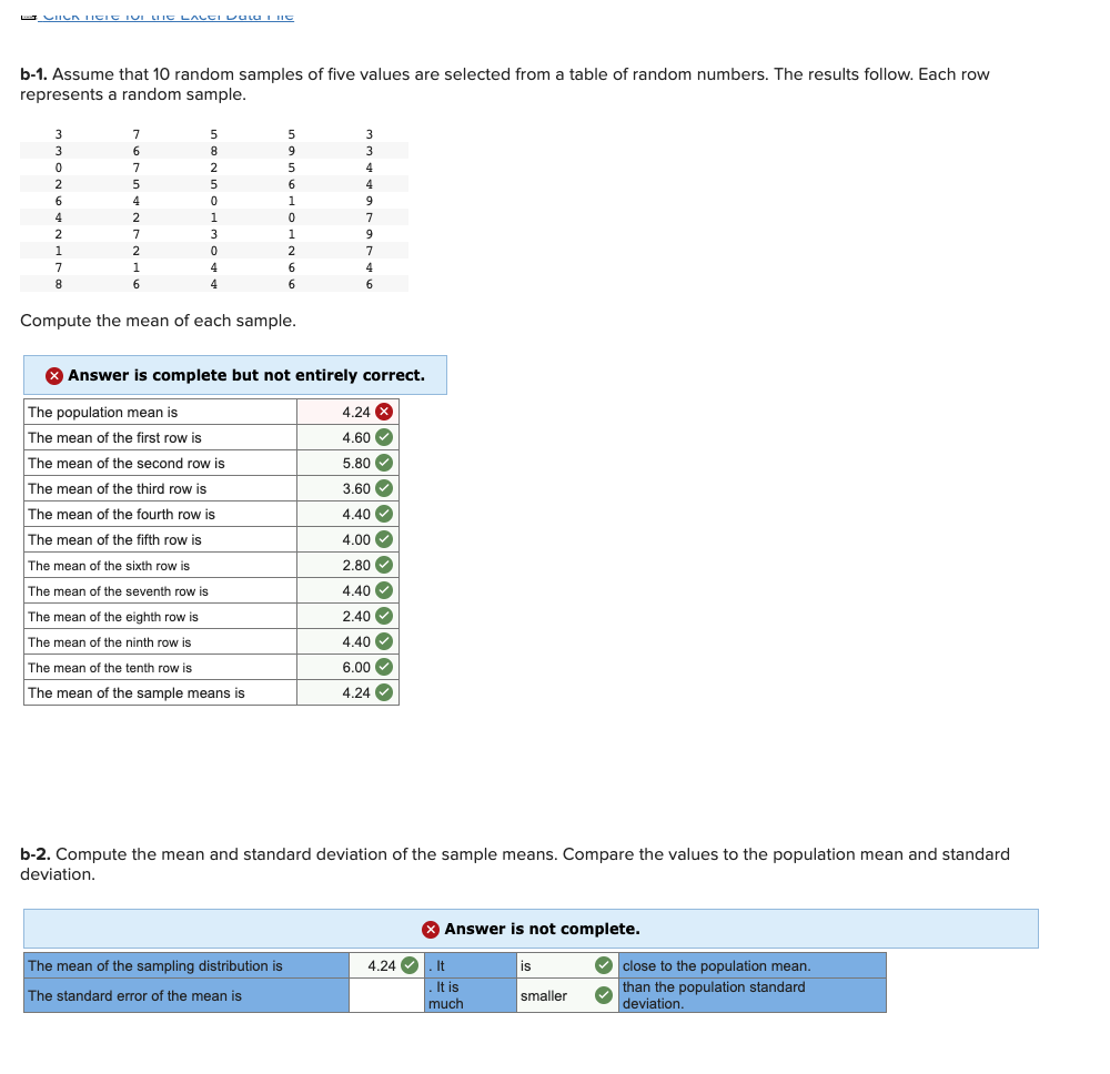 Solved B 1 Assume That 10 Random Samples Of Five Values Are