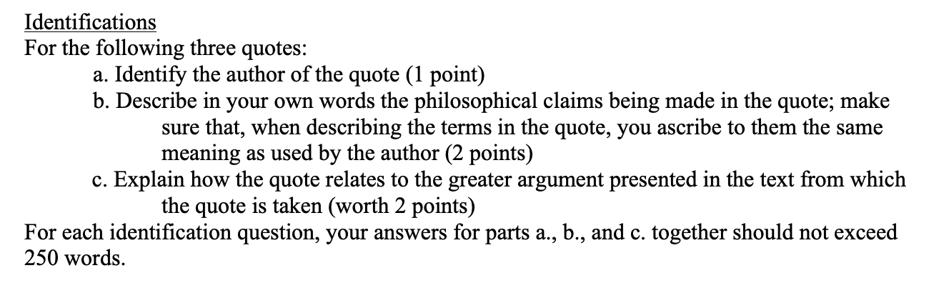 Identifications For the following three quotes: a. | Chegg.com