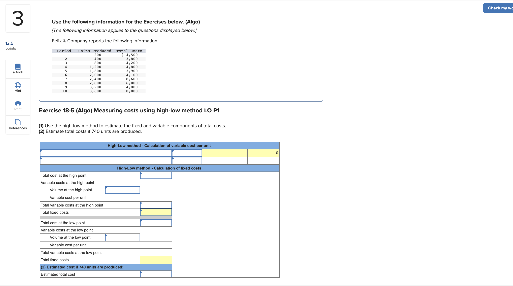 Solved Check my wc 3 Use the following information for the | Chegg.com