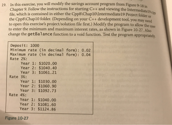 Solved 19. In this exercise, you will modify the savings | Chegg.com