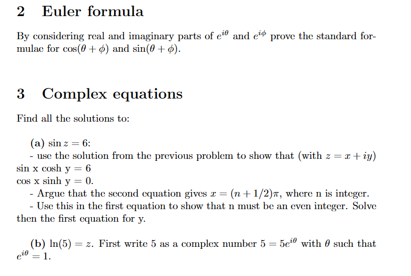 Solved 2 Euler formula By considering real and imaginary | Chegg.com