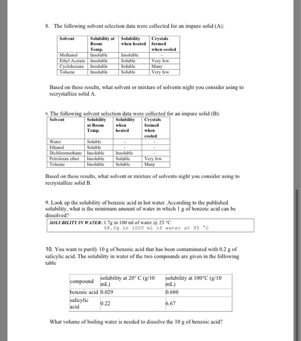 Solved 1·The ideal solvent for the crystallization of a | Chegg.com