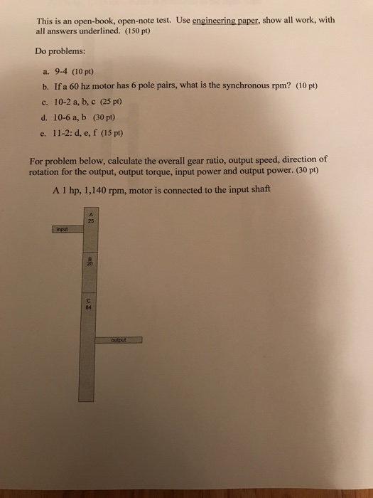 Solved This is an open-book, open-note test. Use engineering | Chegg.com