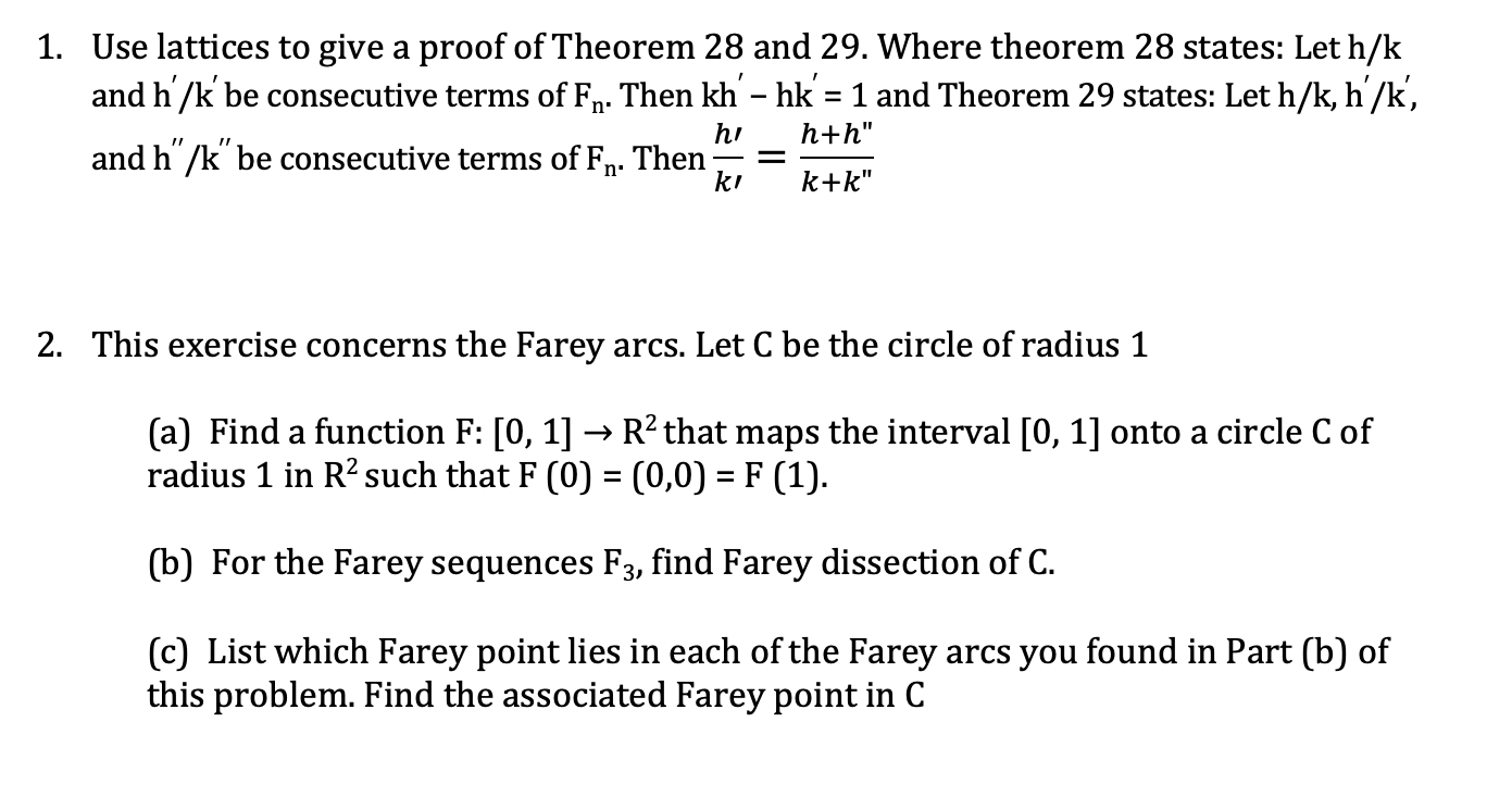 Solved 1. Use lattices to give a proof of Theorem 28 and 29 | Chegg.com