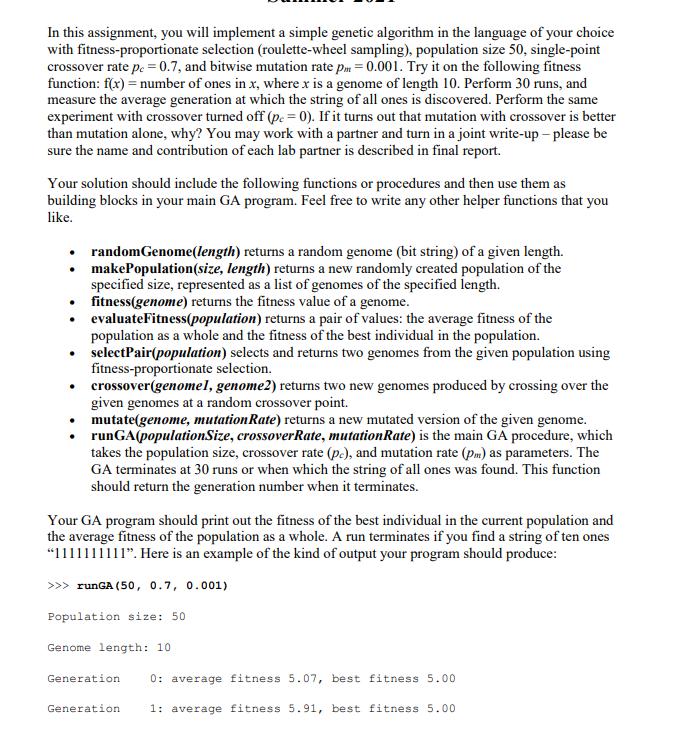 Solved In this assignment, you will implement a simple | Chegg.com