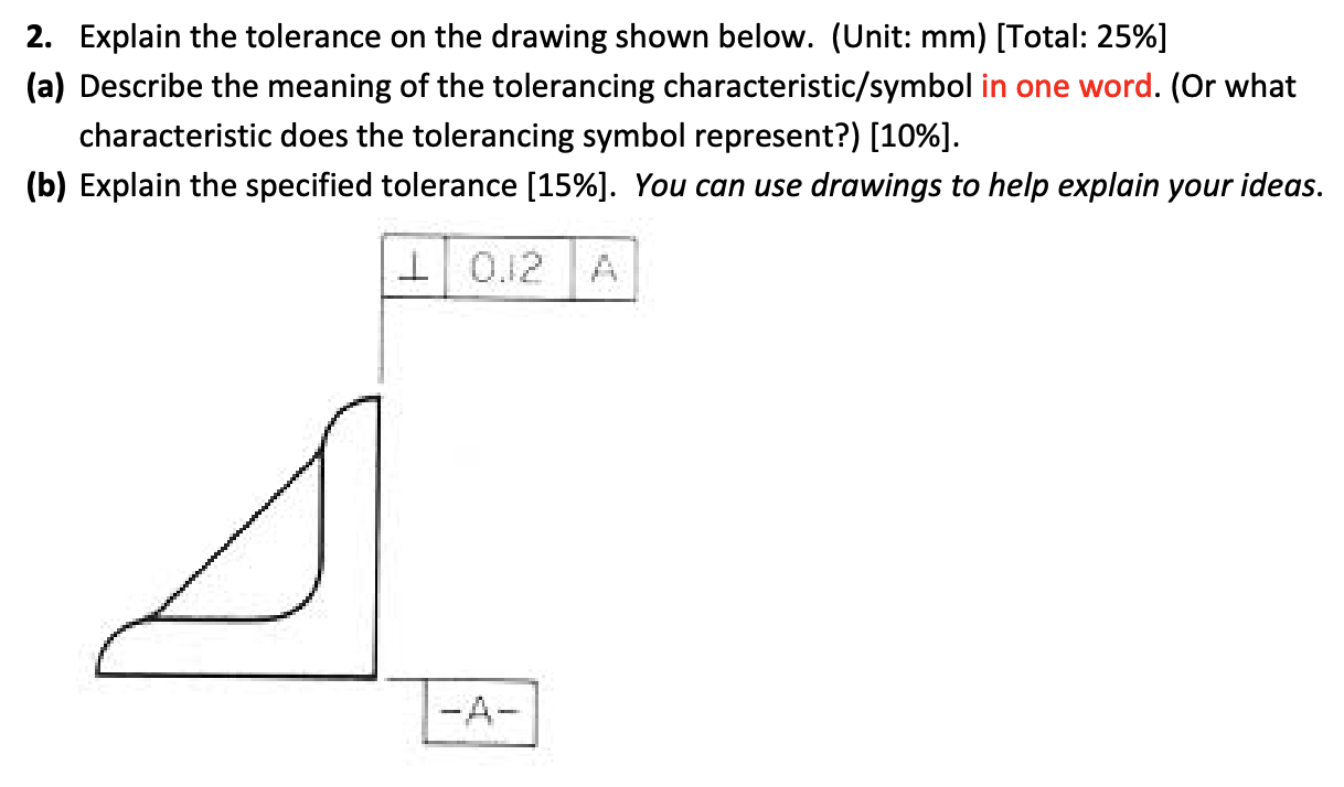 Solved 2. Explain the tolerance on the drawing shown below. | Chegg.com