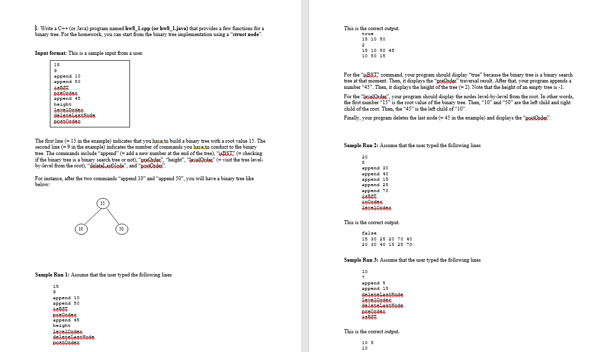 Solved 1. Write a C++ (or Java) program named hw8_1.cpp (or | Chegg.com