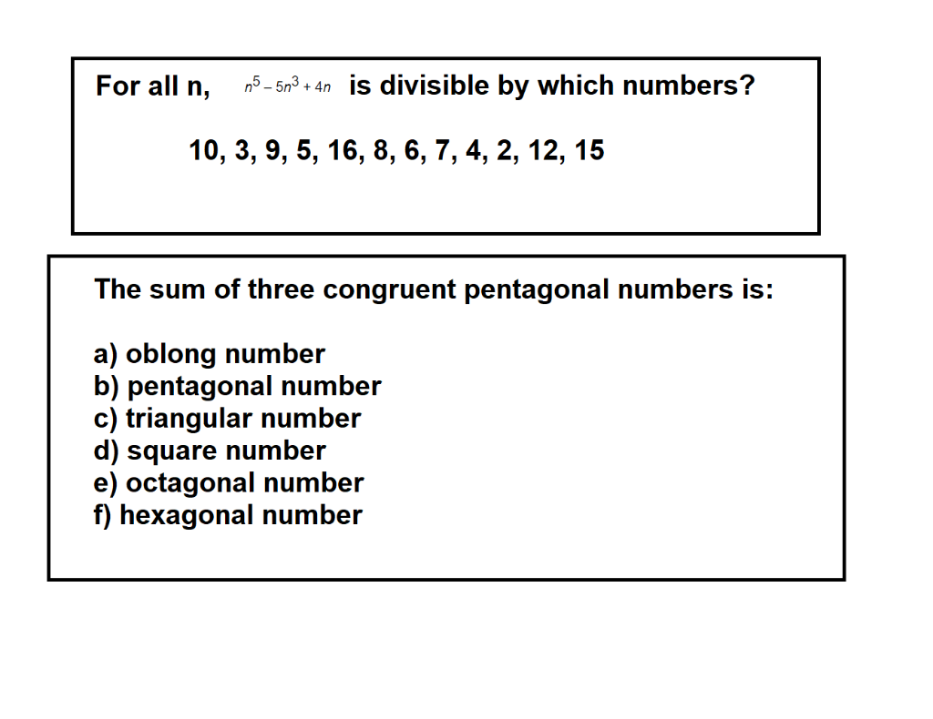Solved For all n,n5−5n3+4n is divisible by which numbers? | Chegg.com