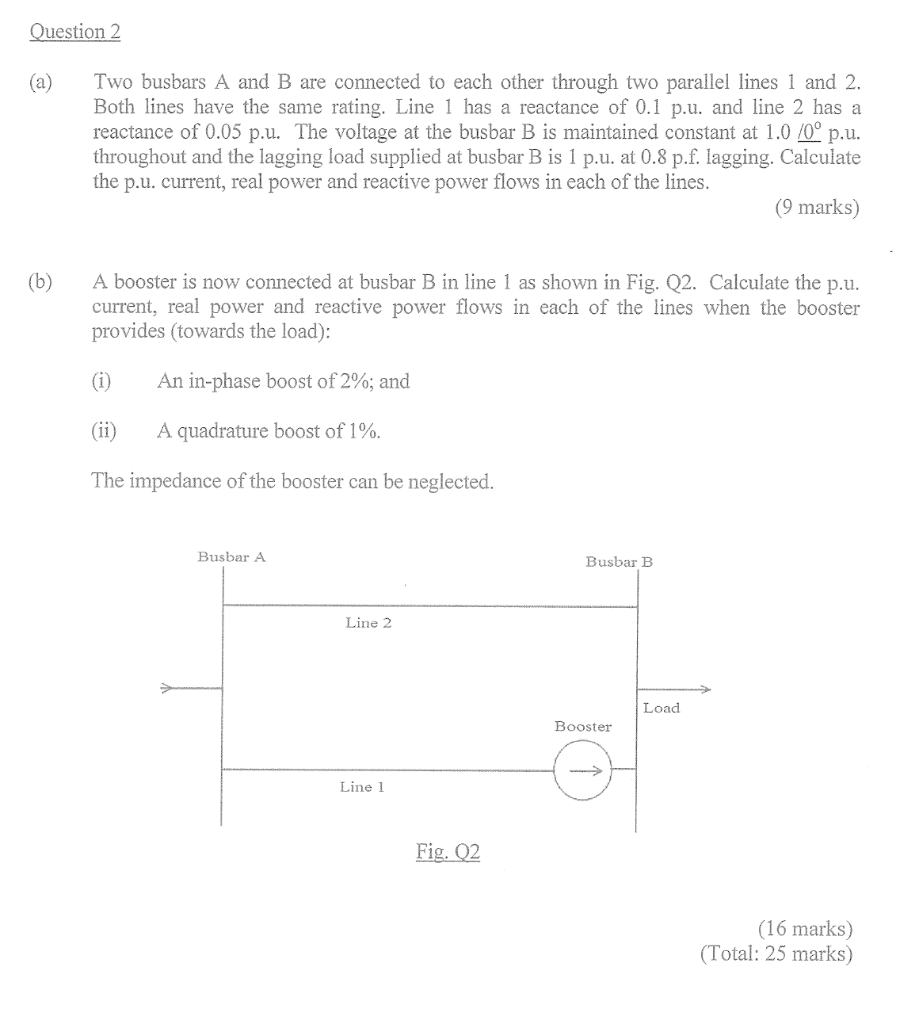 Question 2 (a) Two busbars A and B are connected to | Chegg.com