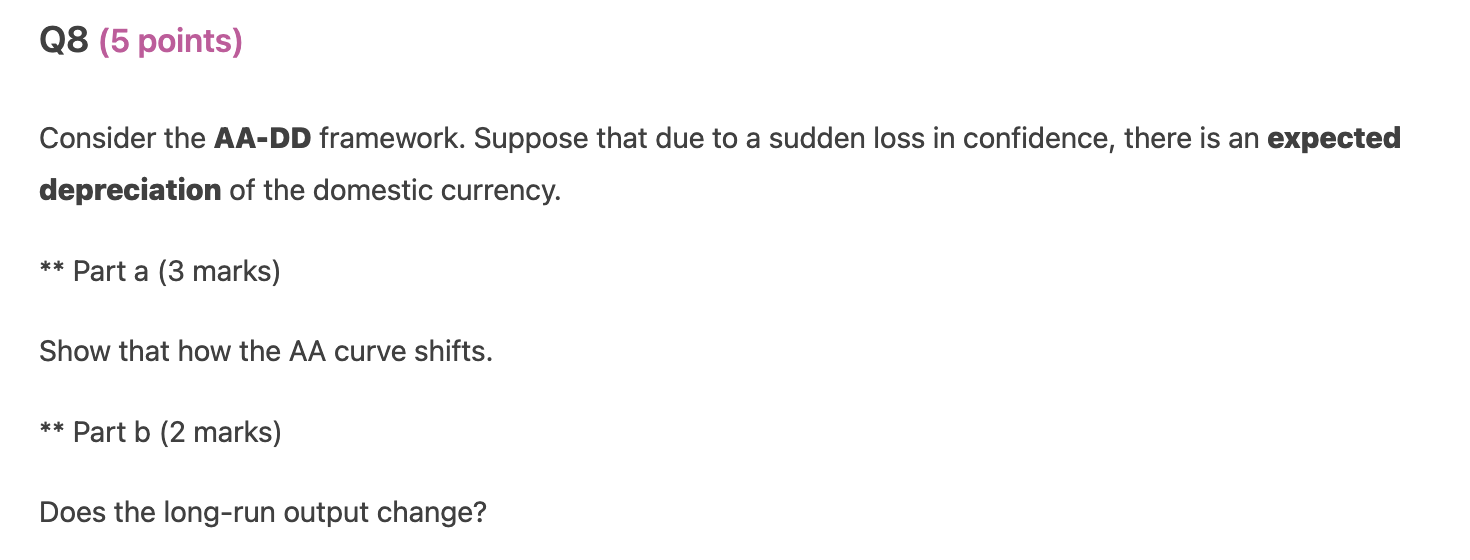 Solved Q8 (5 points) Consider the AA-DD framework. Suppose | Chegg.com