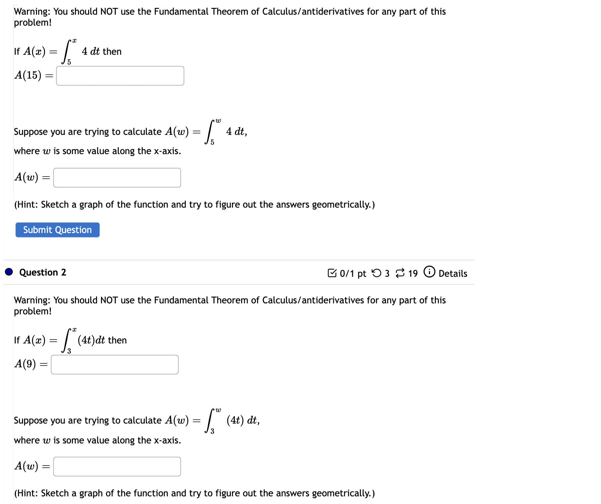 Warning: You should NOT use the Fundamental Theorem | Chegg.com