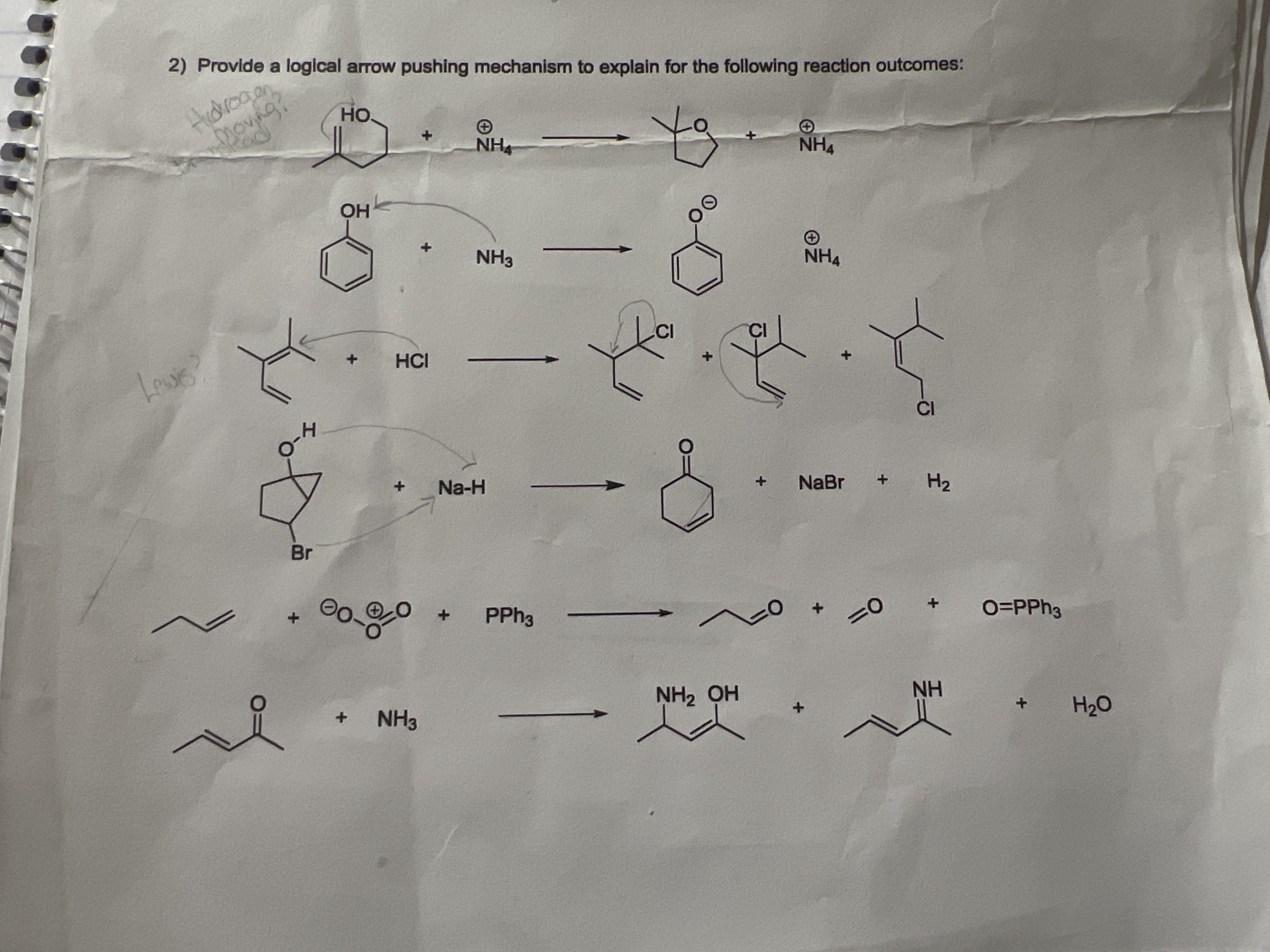 Solved 2) Provide a logical arrow pushing mechanism to | Chegg.com