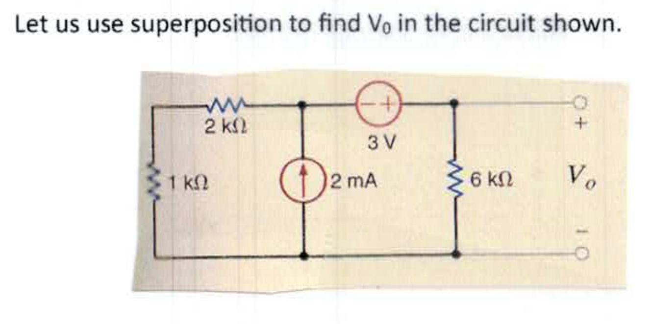 Solved Let us use superposition to find V0 in the circuit | Chegg.com