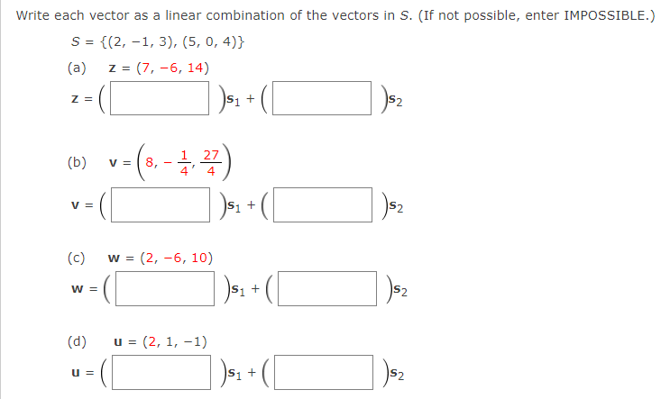 Solved Write each vector as a linear combination of the | Chegg.com