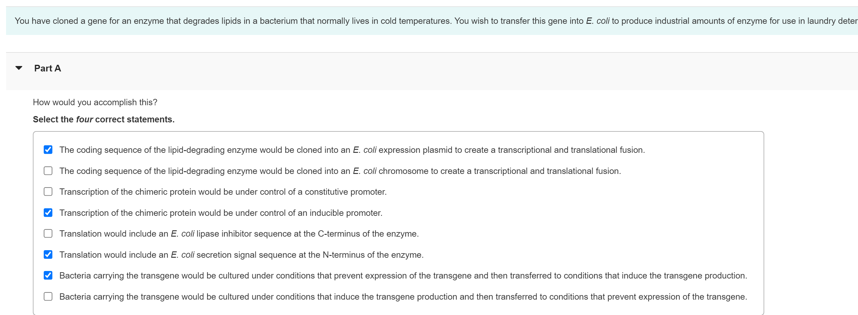 Solved Part AHow would you accomplish this?Select the four | Chegg.com